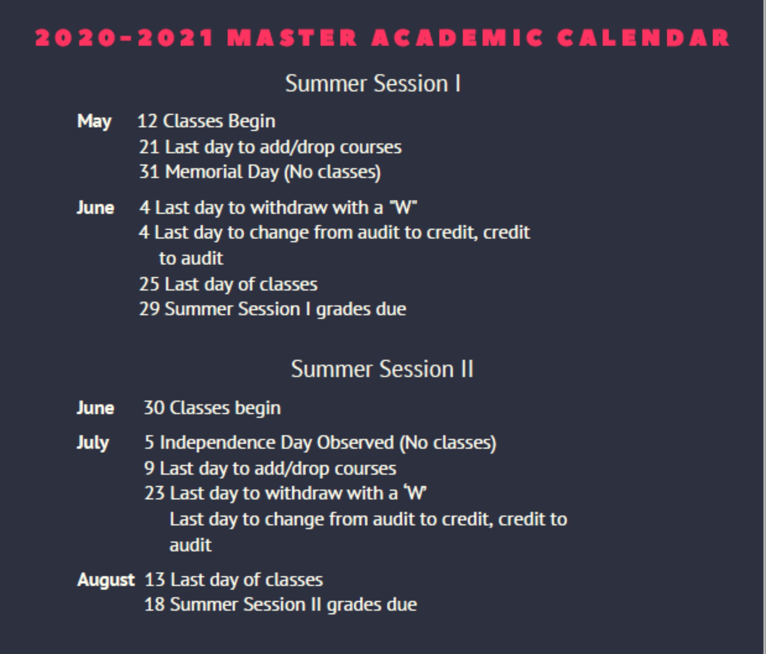 Academic Calendar - St. Bernard's